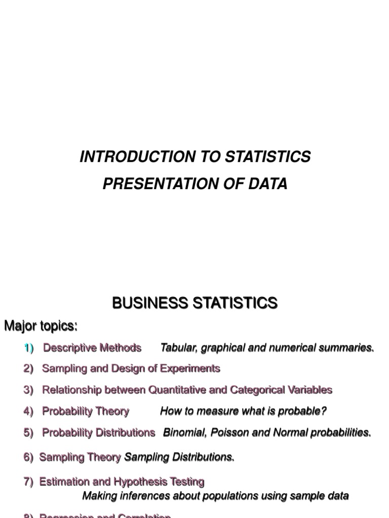Introduction To Statistics Presentation of Data | Download Free PDF ...