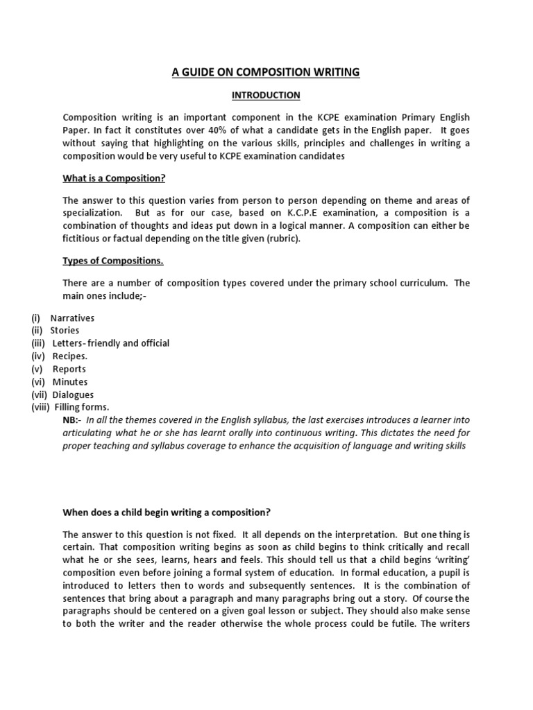 Guide to Composition Writing Skills | PDF | Writers | Curriculum