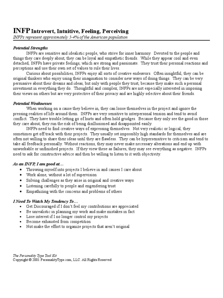 INFP | PDF | School Counselor | Psychotherapy