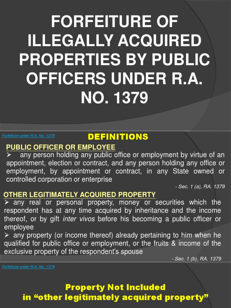 Forfeiture of Illegally Acquired Property | PDF | Asset Forfeiture ...