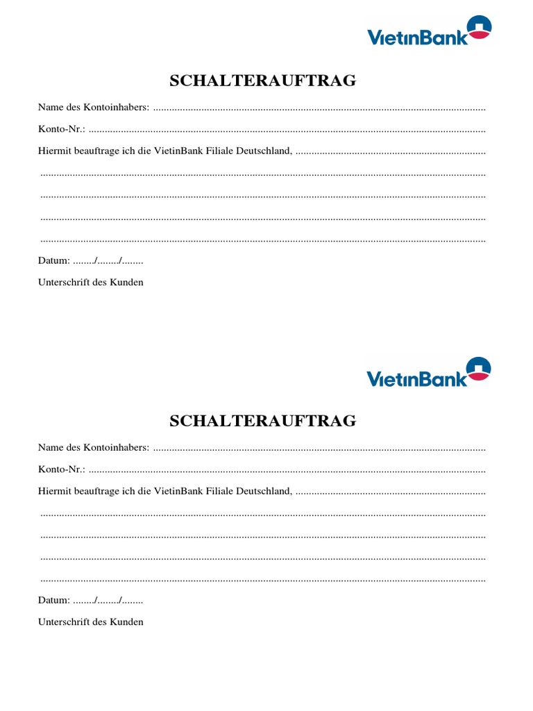 Schalterauftrag | PDF