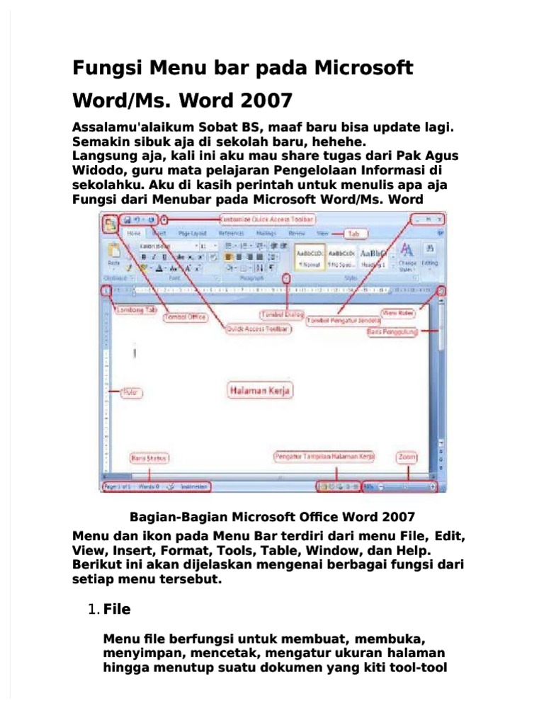 Fungsi Menu Bar Pada Microsoft Word - Compress | PDF