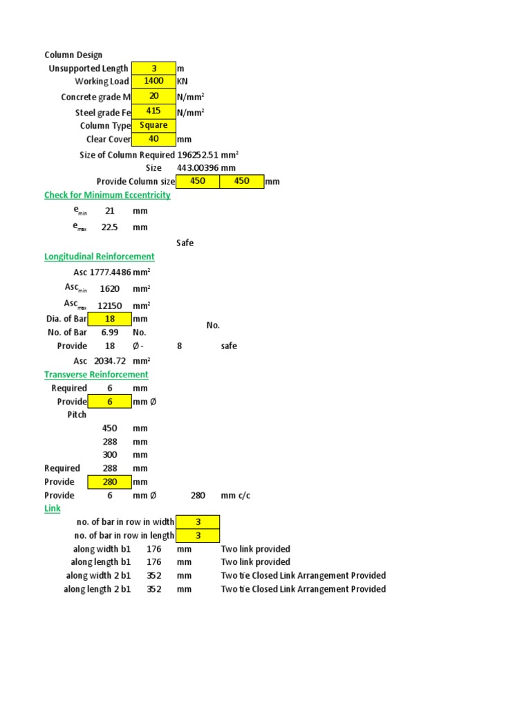 Axial Short Column Design | PDF | Beam (Structure) | Column