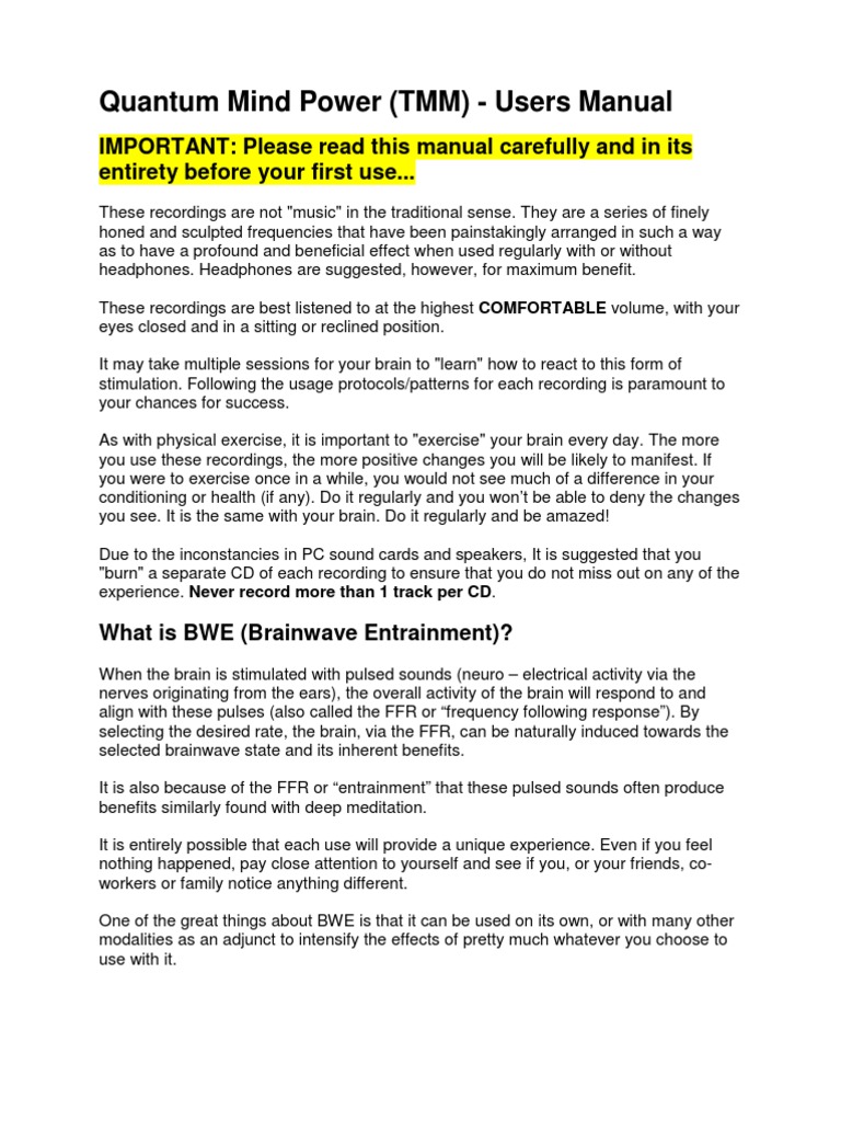 Quantum Mind Power Users Manual Main | PDF | Epilepsy | Brain