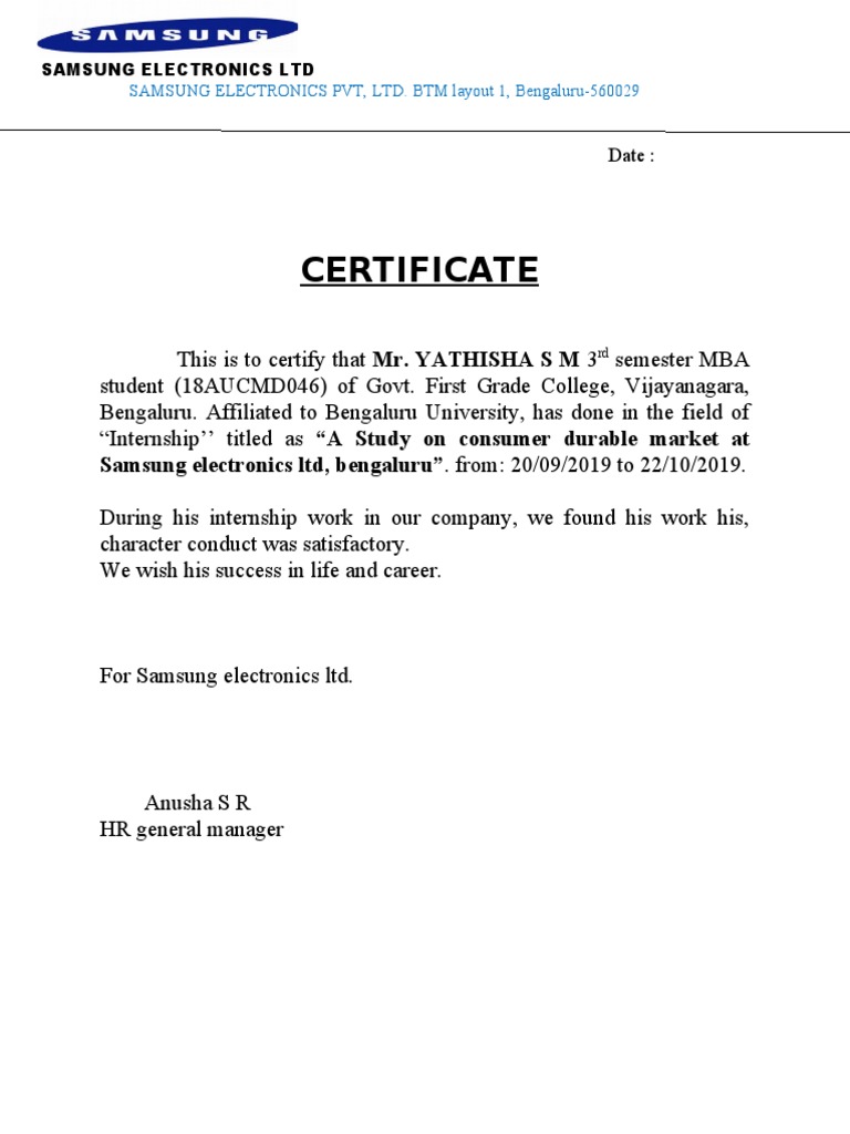 YATHI - Intership Certificate | PDF | Technology & Engineering