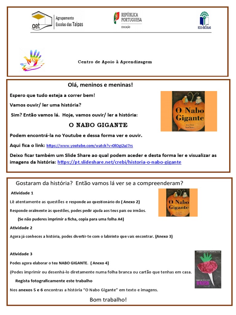 Anexo 1-Plano de Aula - O Nabo Gigante | PDF