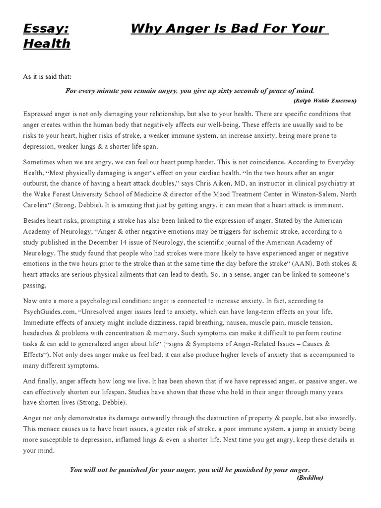Expository Essay (English III) | PDF | Anger | Anxiety