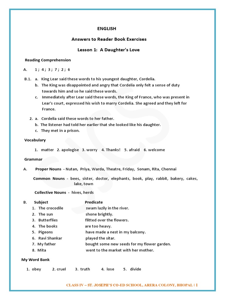 Textbook Exercises English class-IV PDF | PDF