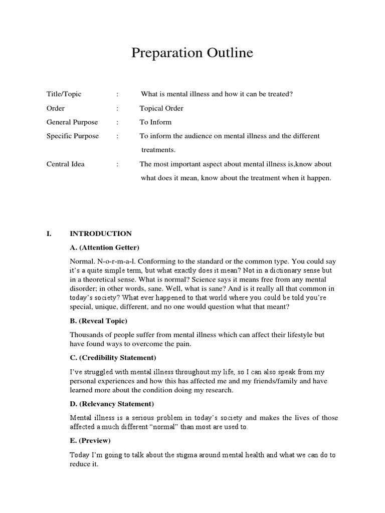 Presentation Outline - Mental Illness | PDF | Mental Disorder | Mood ...