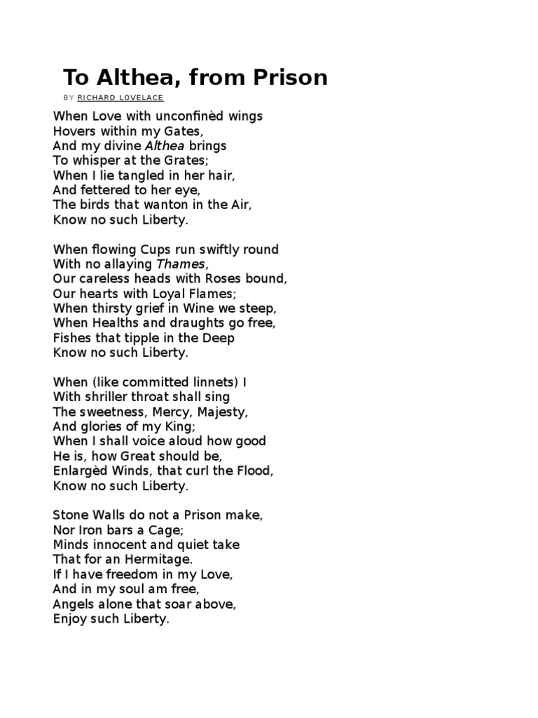 To Althea From Prison | PDF