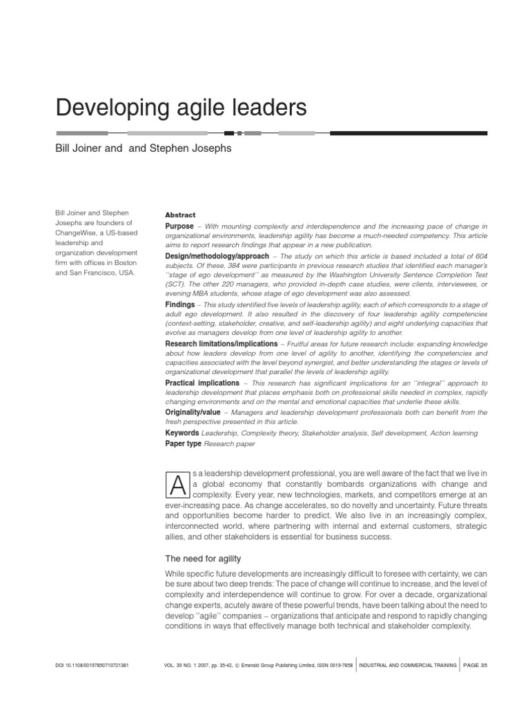 Leadership Agility: Five Mastery Levels | PDF | Competence (Human ...