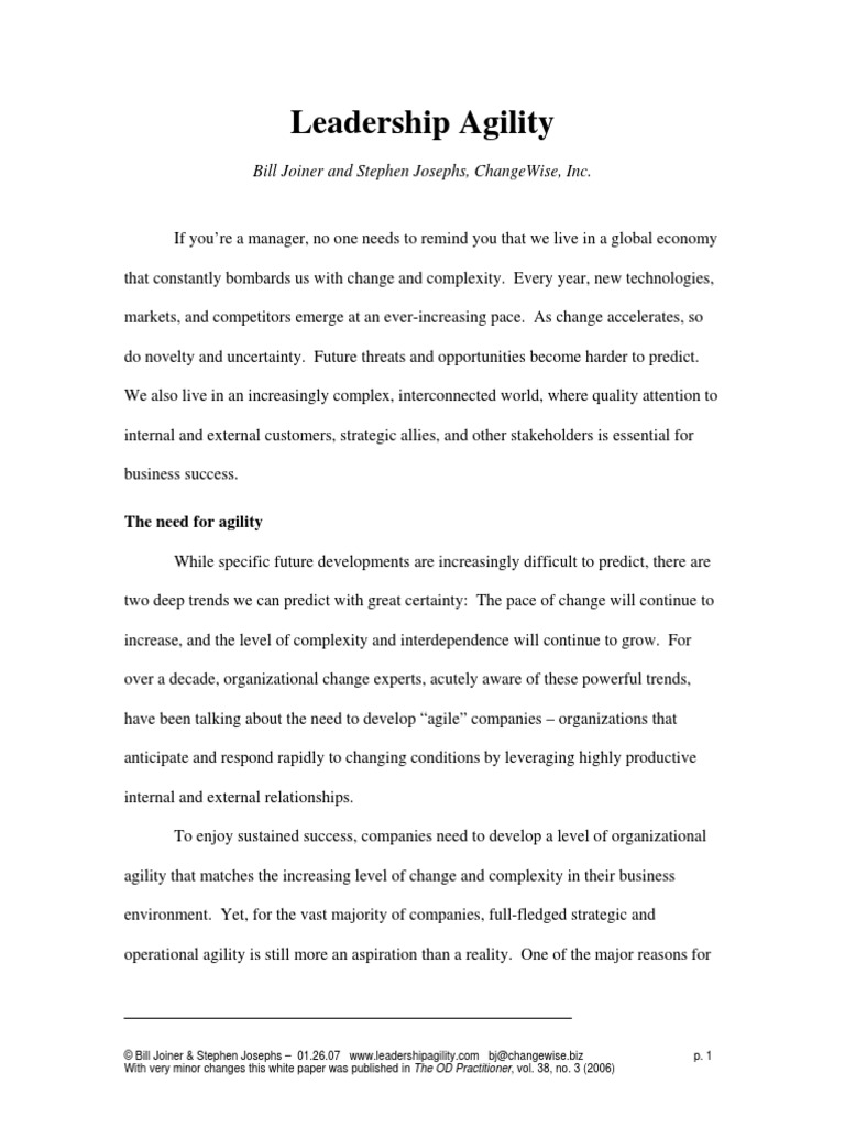 Leadership Agility - 5 Levels Short Summary | PDF | Stakeholder ...