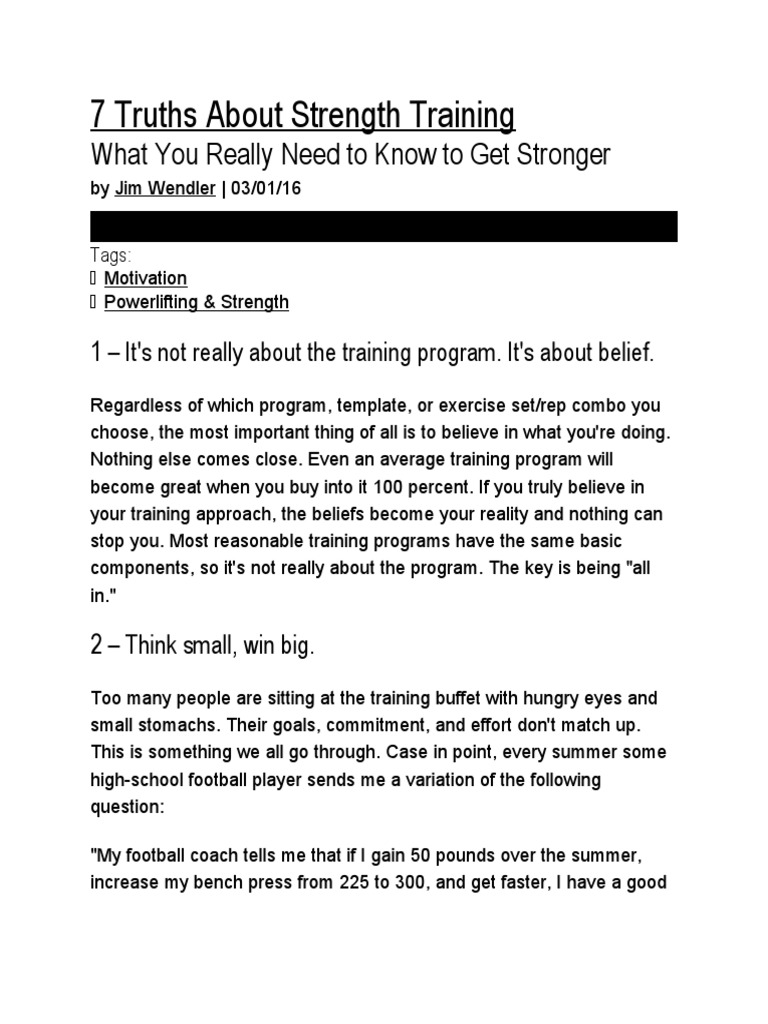 7 Truths About Strength Training | PDF | Strength Training | Science