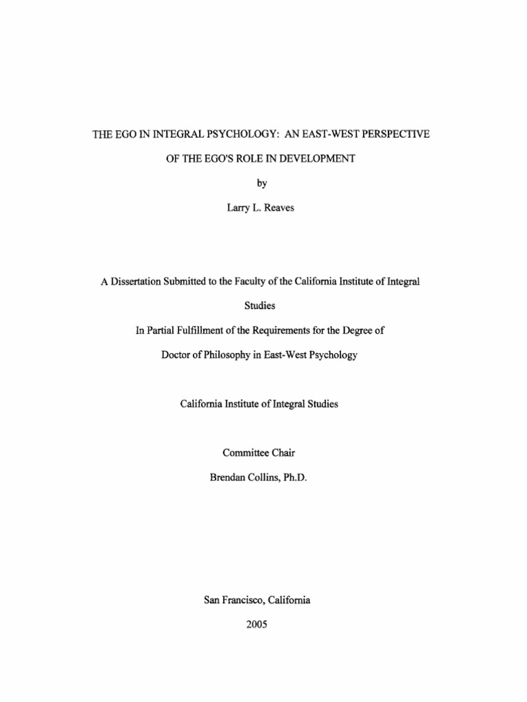 2004 Reaves - Ego in Integral Psychology - An East-West Perspective of ...