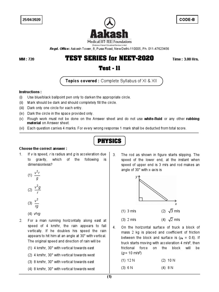 FTS - 11 (Code-B) - 25-04-2020 PDF | PDF | Meiosis | Gases