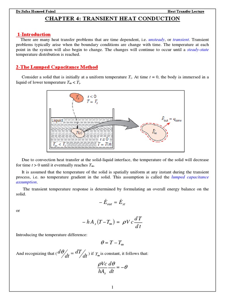 Chapter 4 Transient Heat Conduction | PDF | Thermal Conduction | Heat ...