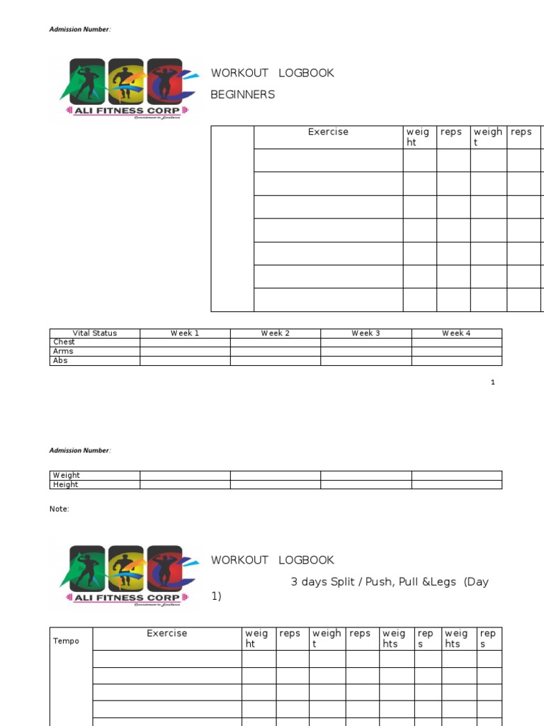 Workout Logbook | PDF | Physical Fitness | Physical Exercise