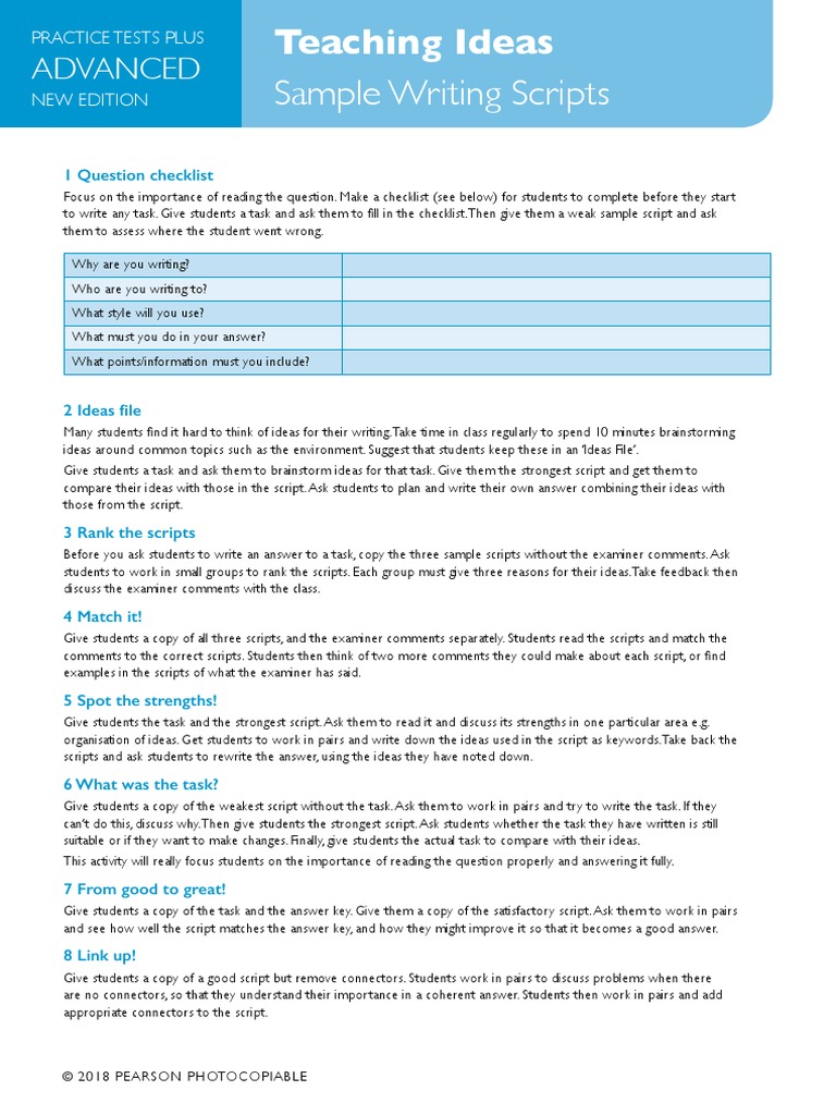 Sample Writing Scripts: Advanced | PDF | Brainstorming | Question