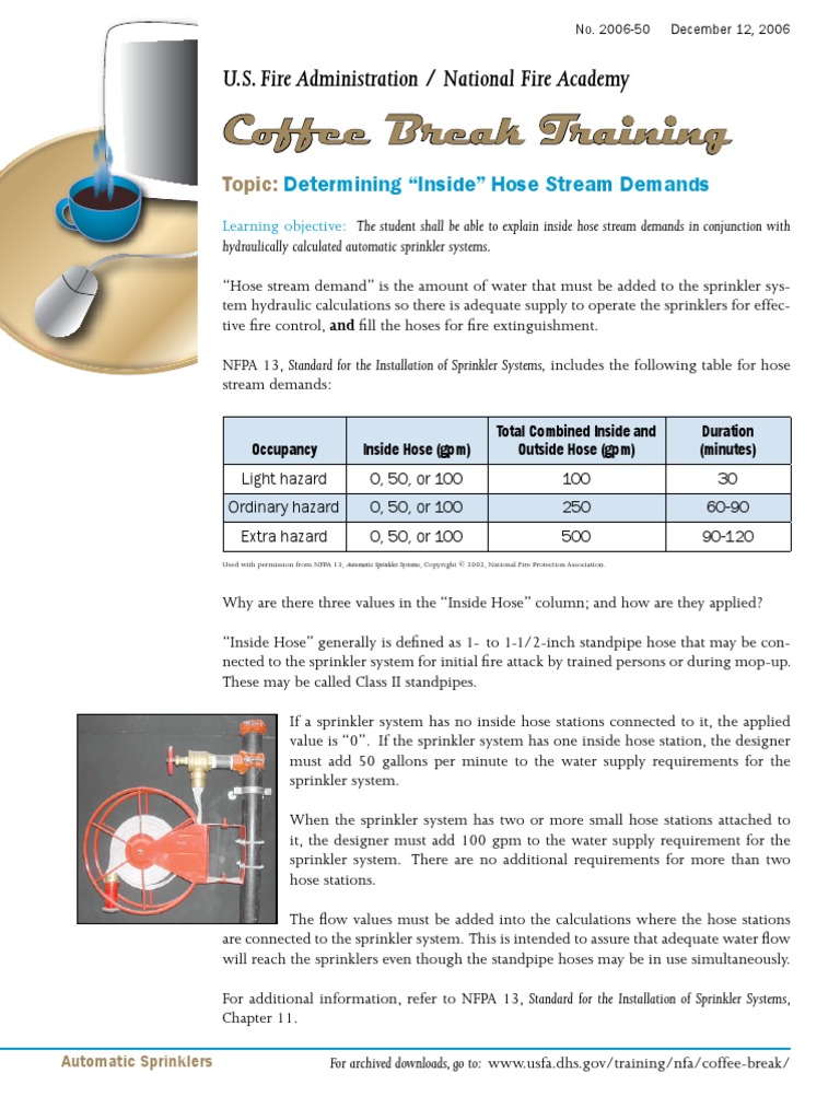 Determining Inside Hose Stream Demands | PDF | Fire Sprinkler System ...