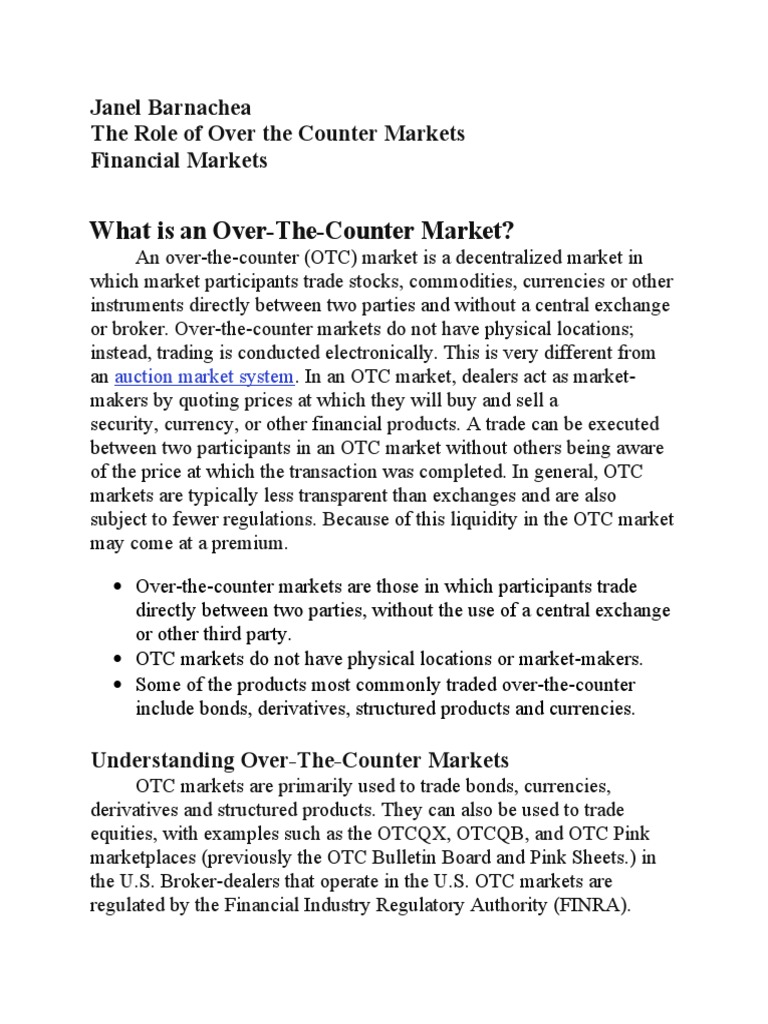 What Is An Over-The-Counter Market? | PDF | Over The Counter (Finance ...