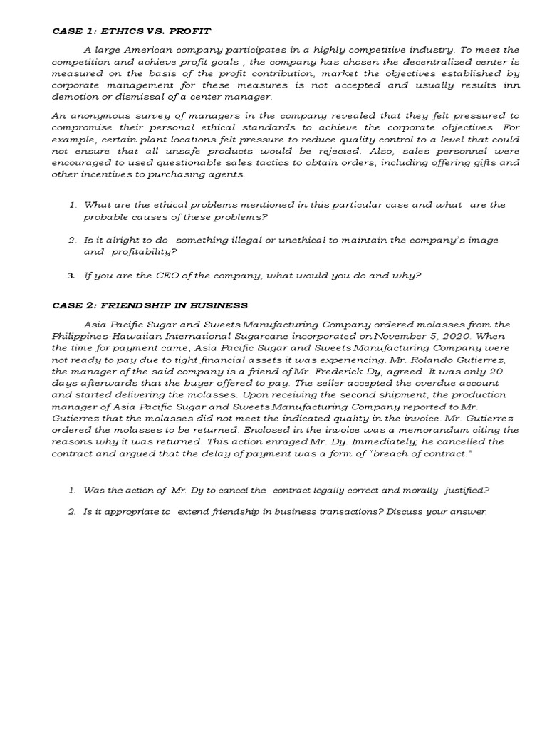 Balancing Ethics and Profits in Business Decisions | PDF