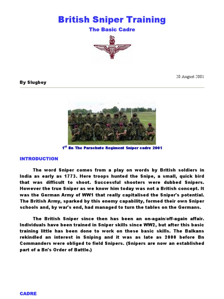 British Army Sniper Training Overview | PDF