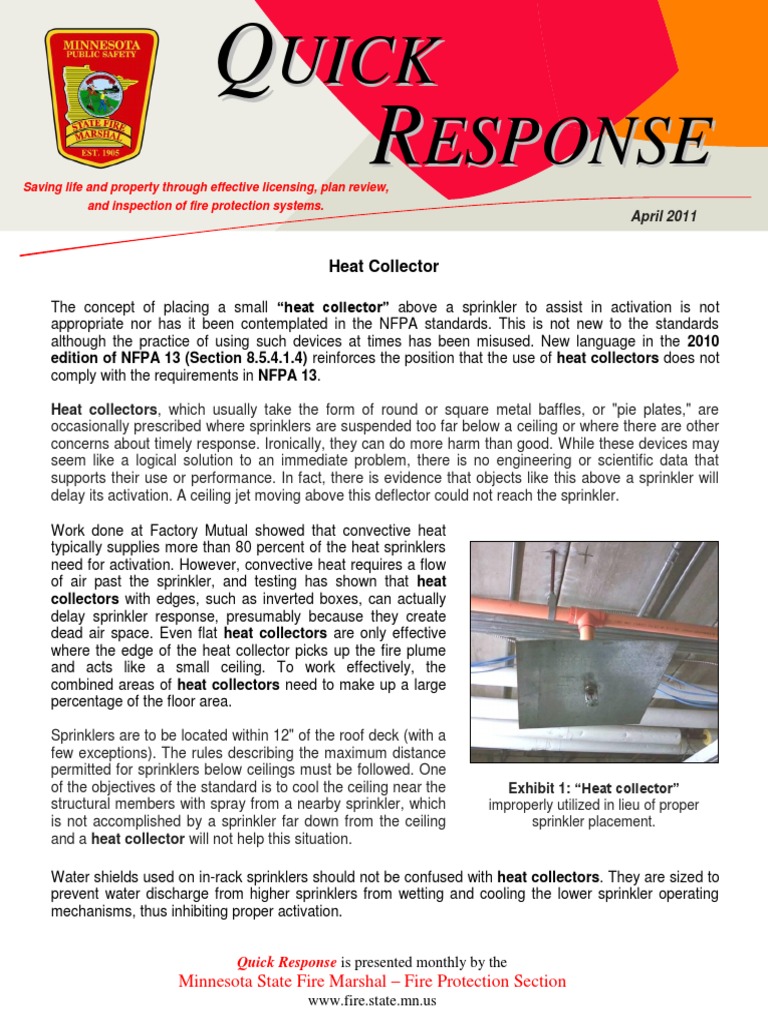 Fire Sprinkler Heat Collector | PDF | Fire Sprinkler System | Fires