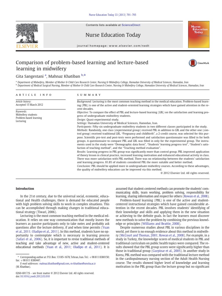 A Comparative Evaluation of Problem-Based Learning in Physics A Lecture ...