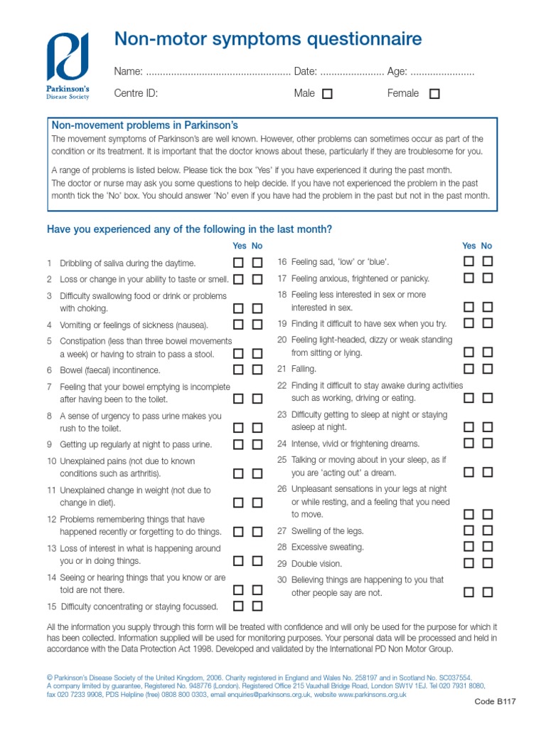 Nms Questionnaire | PDF | Parkinson's Disease | Constipation