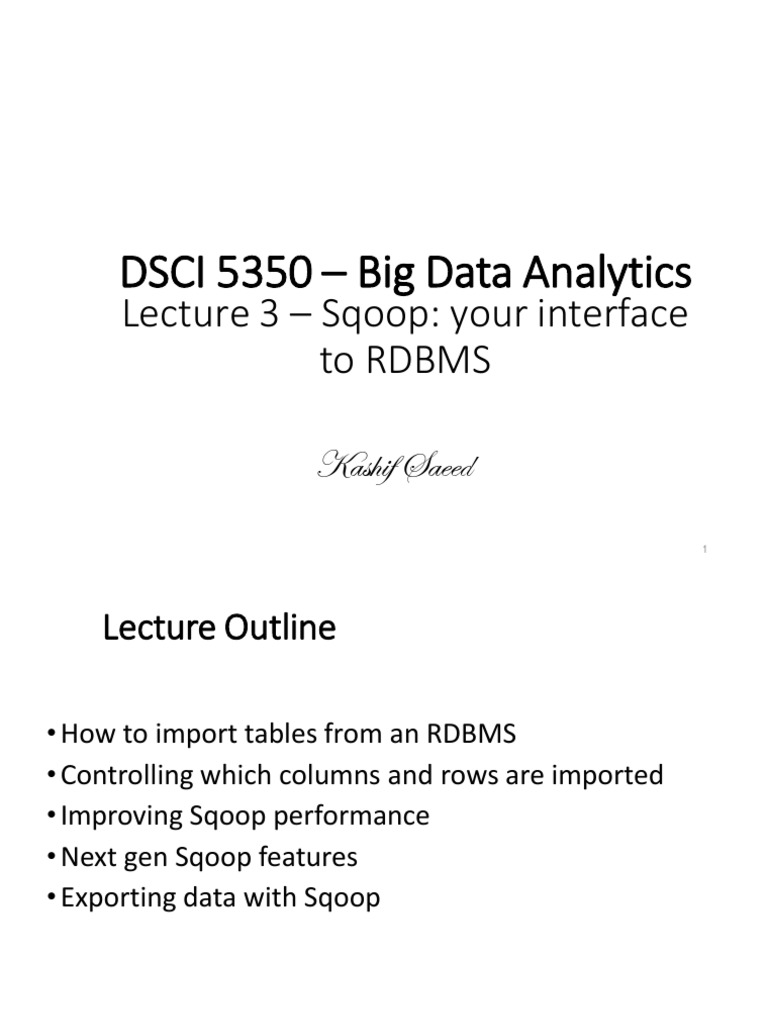 DSCI 5350 - Lecture 3 PDF | PDF | Apache Hadoop | Relational Database