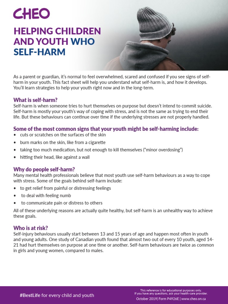 Guide to Supporting Youth Who Self-Harm | PDF | Self Harm | Clinical ...