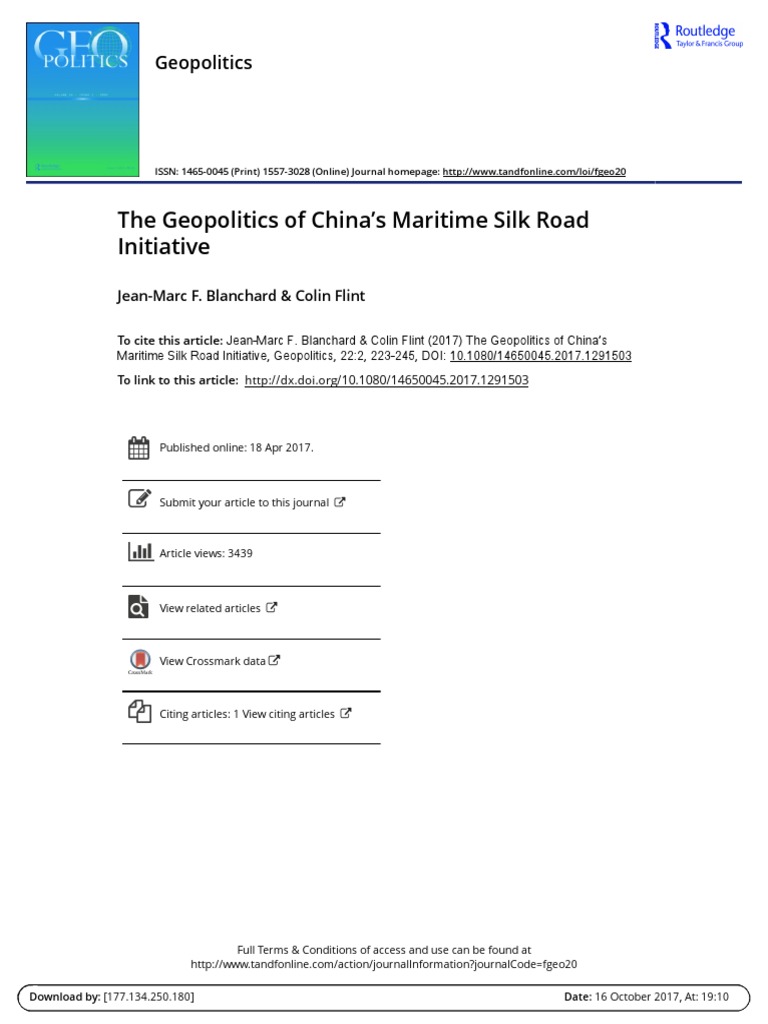 The Geopolitics of China S Maritime Silk Road Initiative PDF | PDF ...