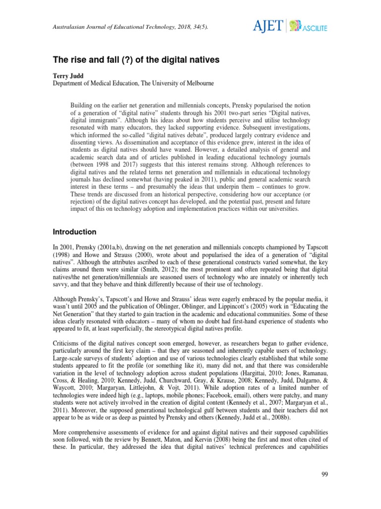 The Rise and Fall - of The Digital Natives | PDF | Millennials ...