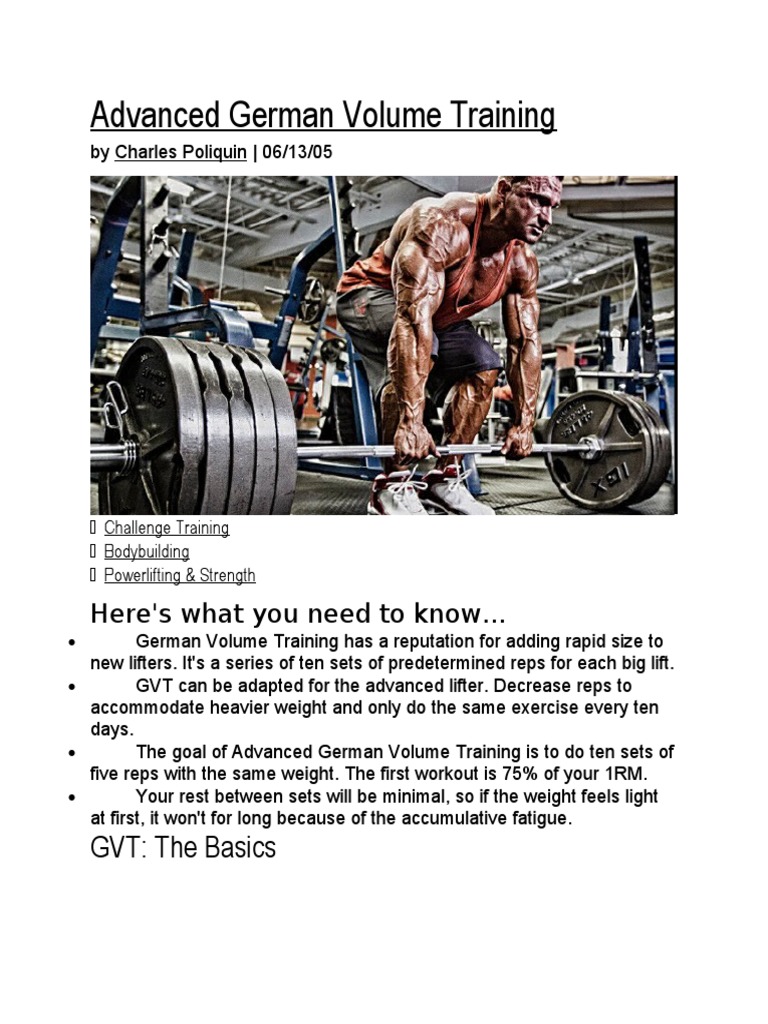 Advanced German Volume Training | PDF | Physical Exercise | Recreation
