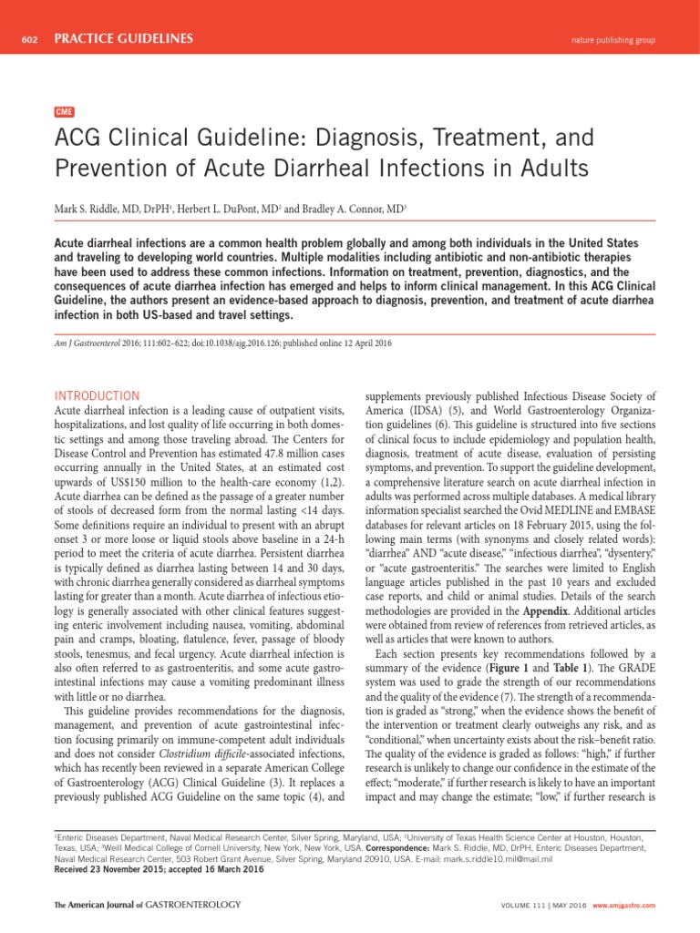 ACG Clinical Guideline Diagnosis Treatment and Prevention of Acute ...