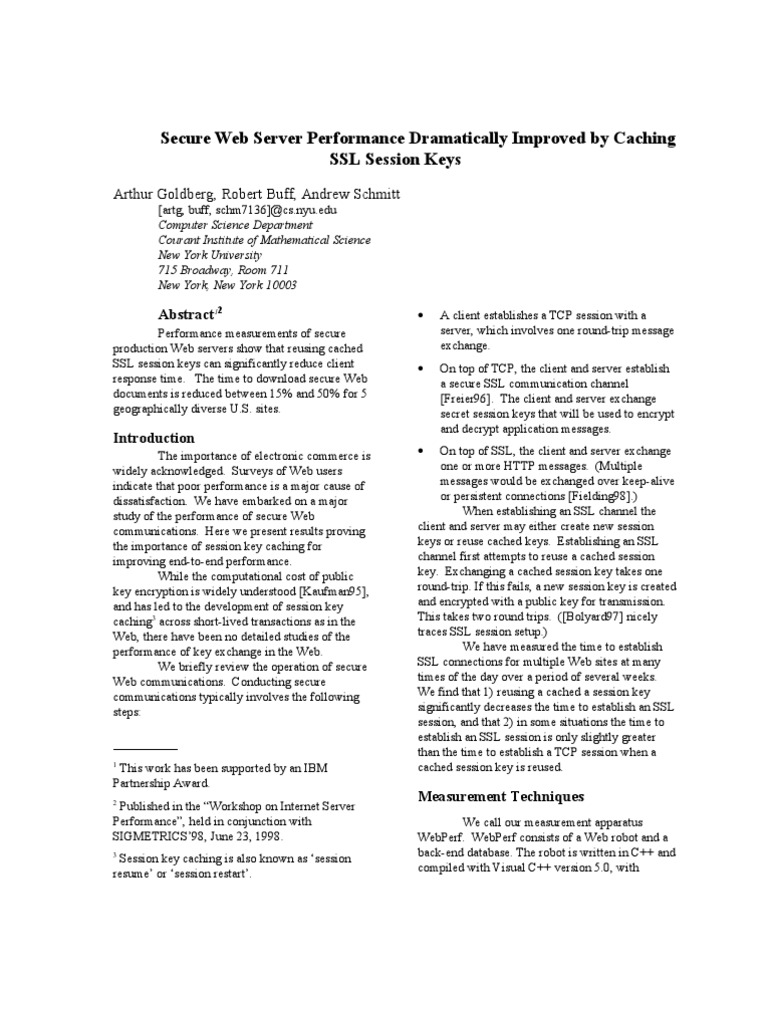Secure Web Server Performance Dramatically Improved by Caching SSL ...