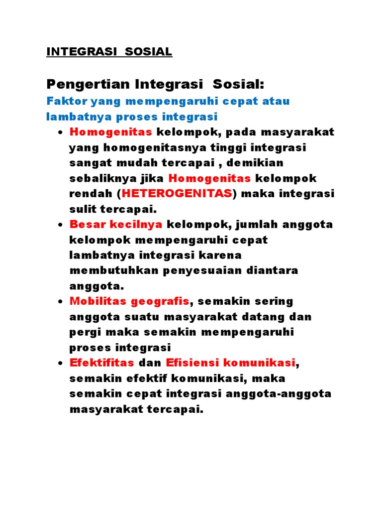 Materi Integrasi Sosial | PDF