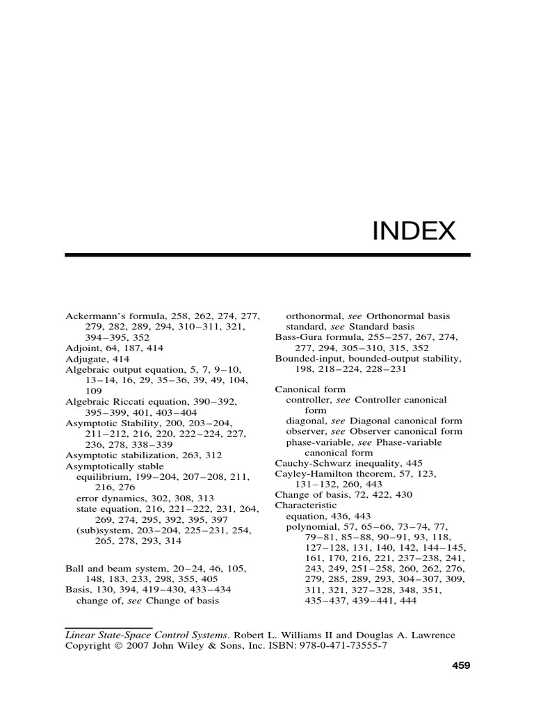 Index: Linear State-Space Control Systems | PDF | Stability Theory ...