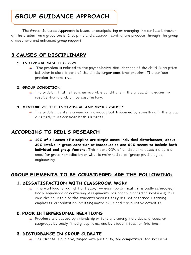 Group Guidance Approach: 3 Causes of Disciplinary | PDF | Teachers ...