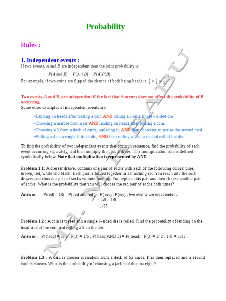 Probability Math | PDF | Odds | Probability