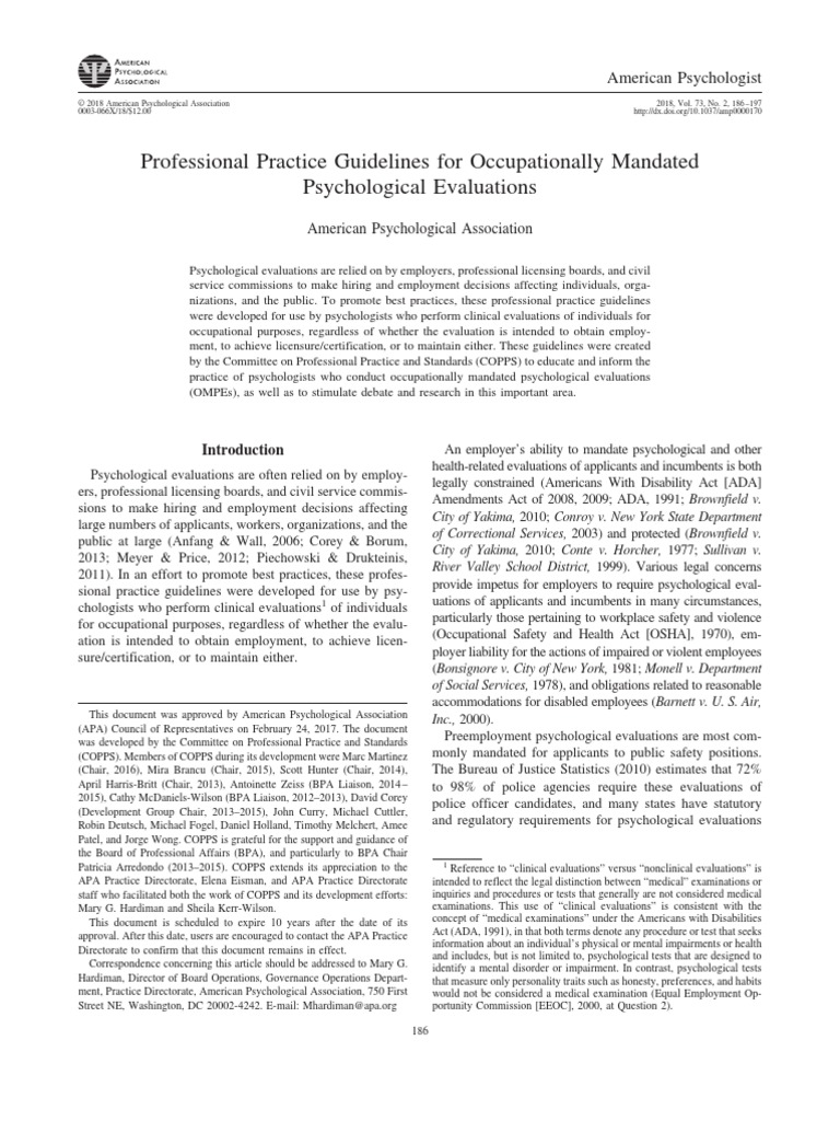 Professional Practice Guidelines For Occupationally Mandated | PDF ...