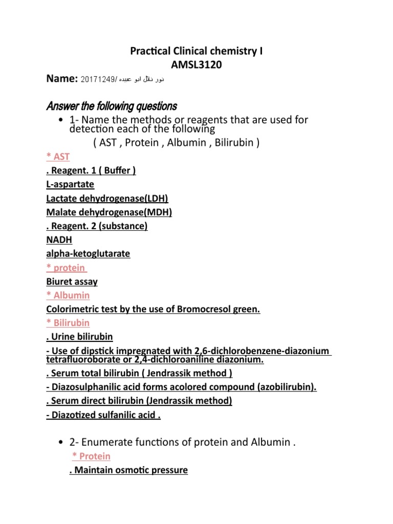 An Analysis of Biochemistry Laboratory Test Methods, Functions, and ...
