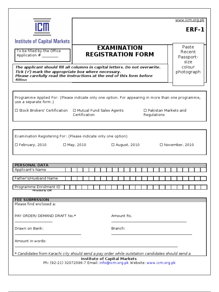 Examination Registration Form | PDF | Identity Document | Government ...