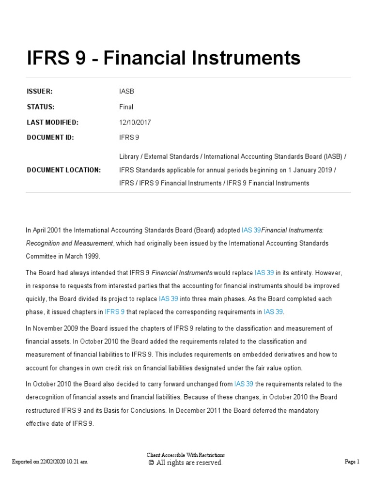 IFRS 9 - Financial Instruments | PDF | International Financial ...