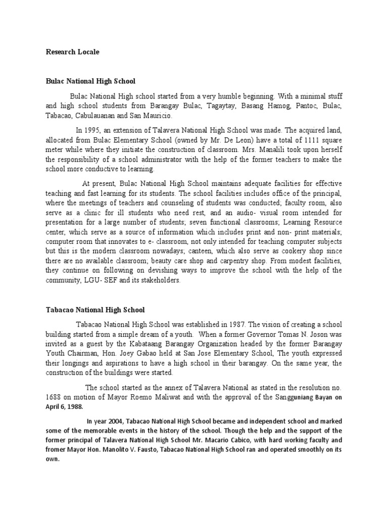 Research Locale | PDF | Classroom | Schools