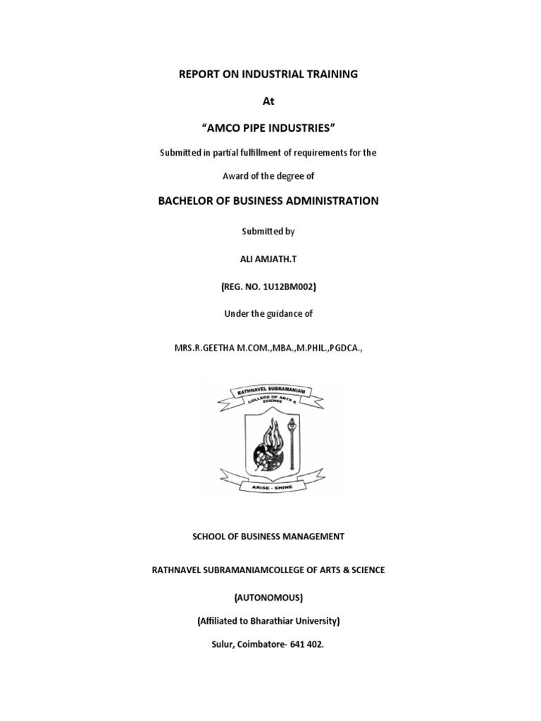 Report On Industrial Training at "Amco Pipe Industries" | PDF ...