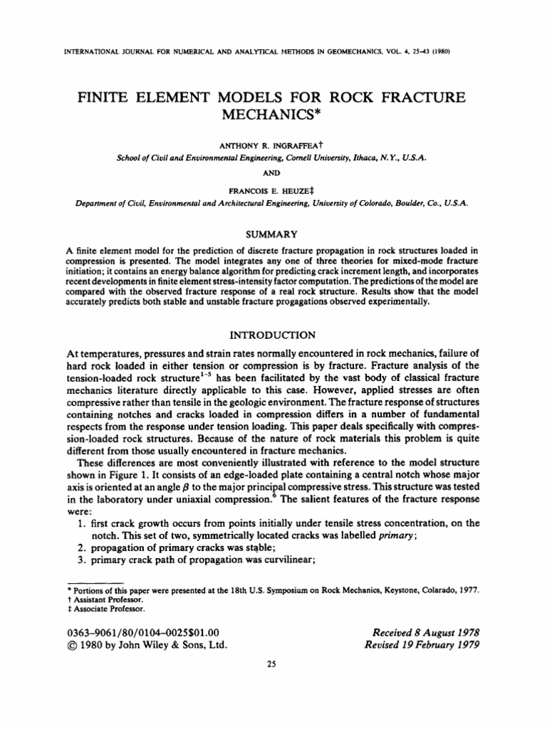 Finite Element Models For Rock Fracture Mechanics PDF | PDF | Fracture ...