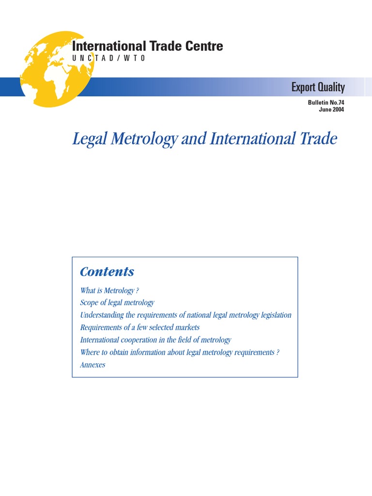 EQB74 Eng - Legal Metrology and International Trade | PDF | Metrology ...