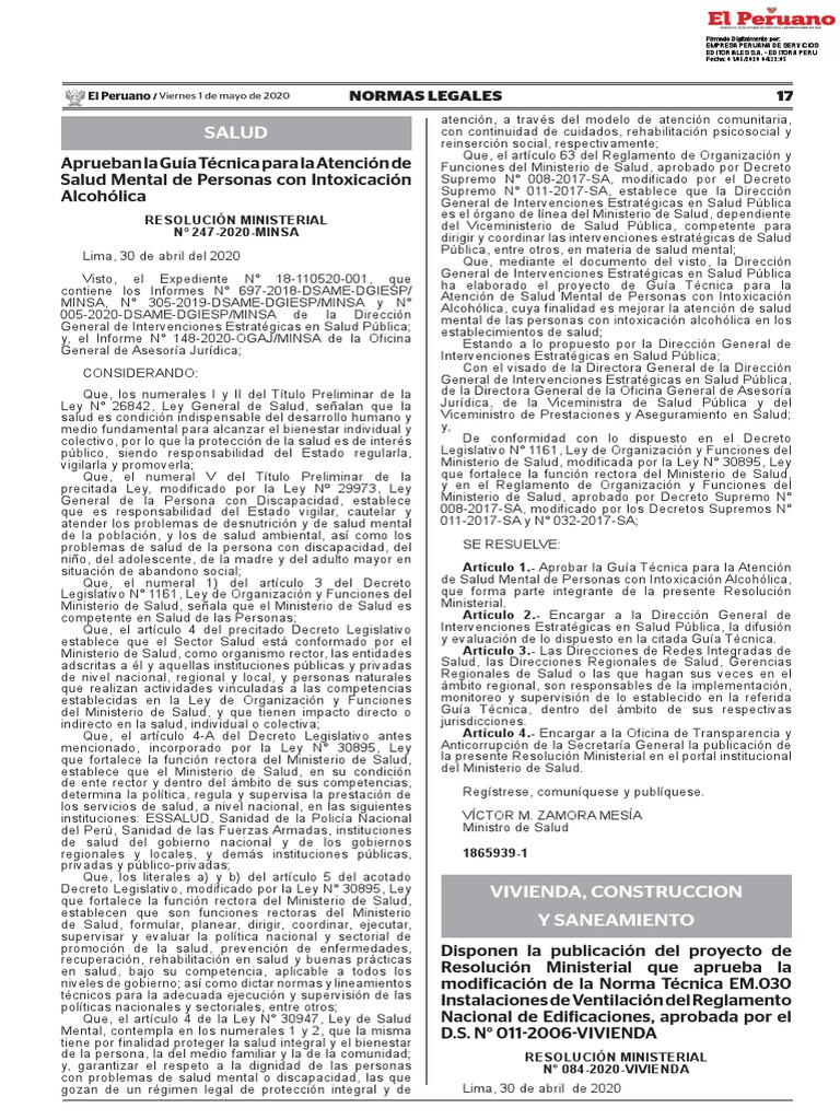 RM 247-2020-Minsa | Descargar gratis PDF | Gobierno | Cuidado de salud del gobierno