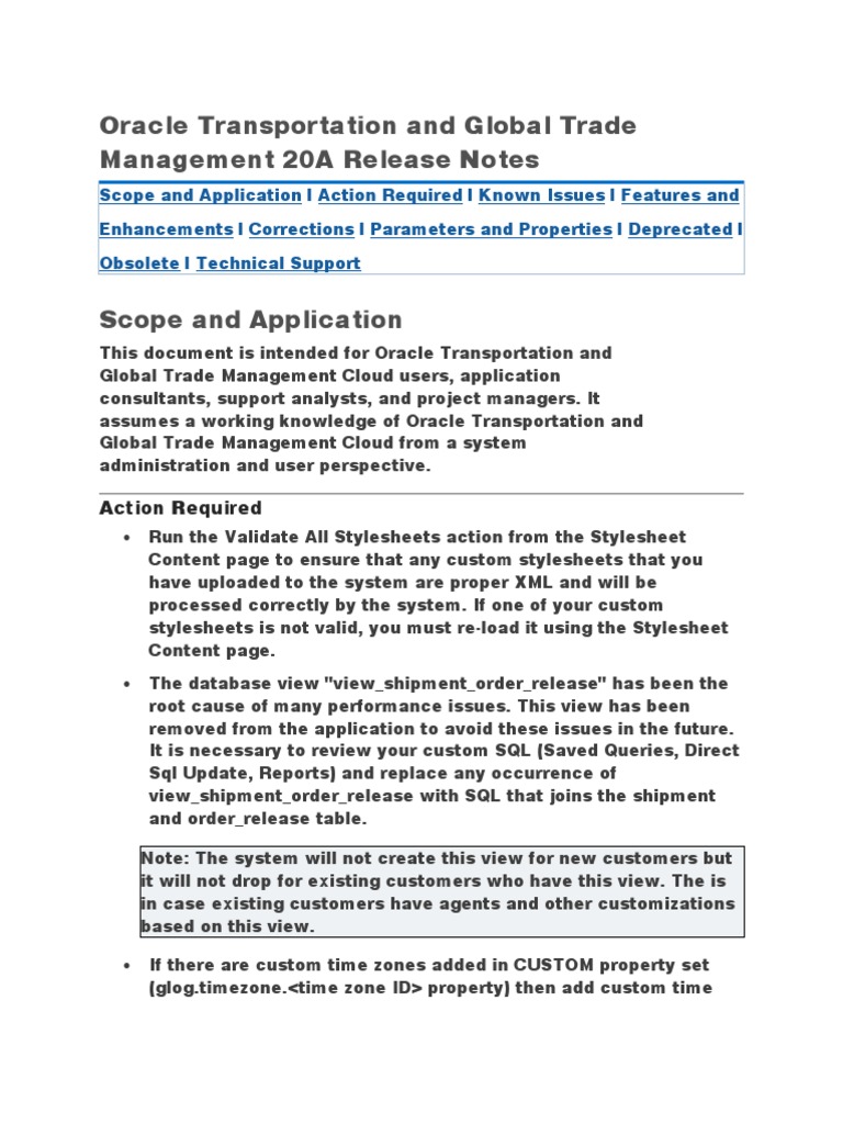 Oracle Transportation and Global Trade Management 20A Release Notes ...